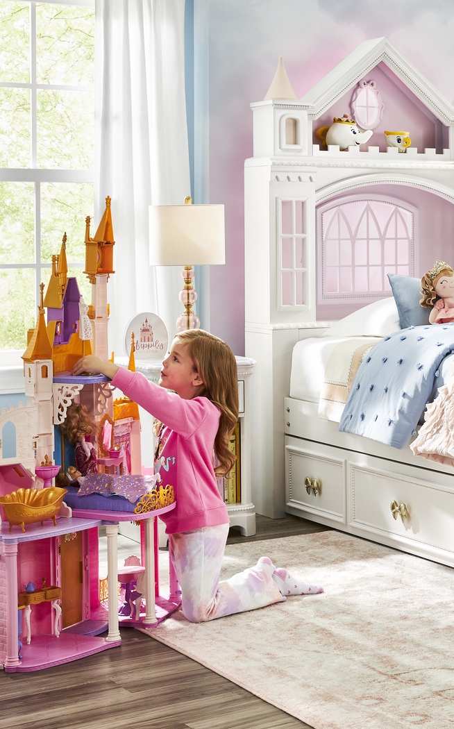 Disney Princess 5 Pc Sparkle White Twin Bedroom Set With Twin Castle ...