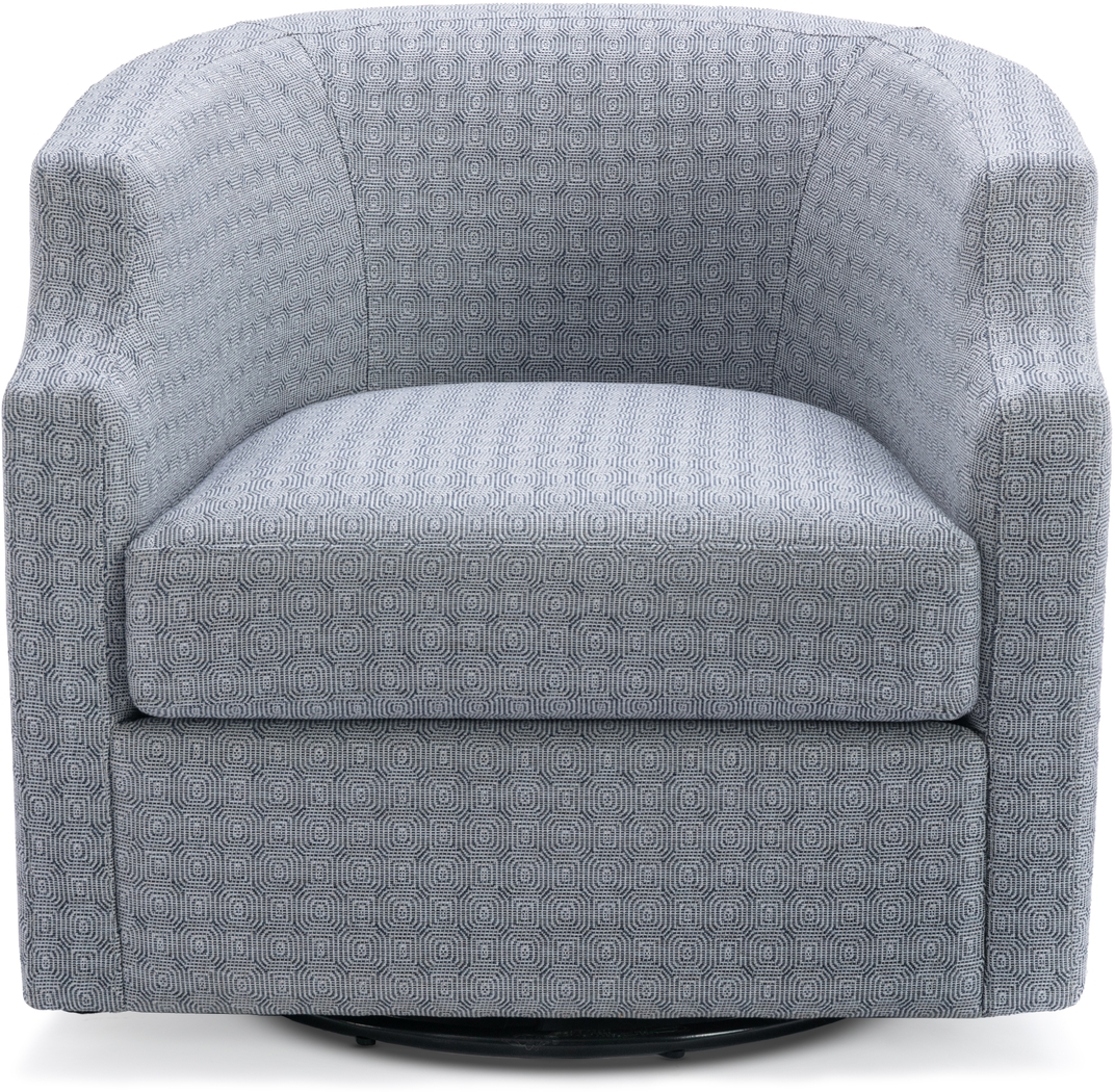 Hekau Blue Polyester Fabric Swivel Accent Chair | Rooms to Go