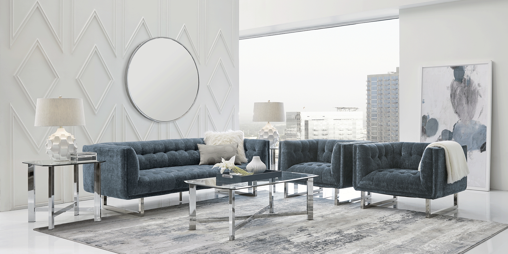 High Rise Blue Microfiber Sofa | Rooms to Go