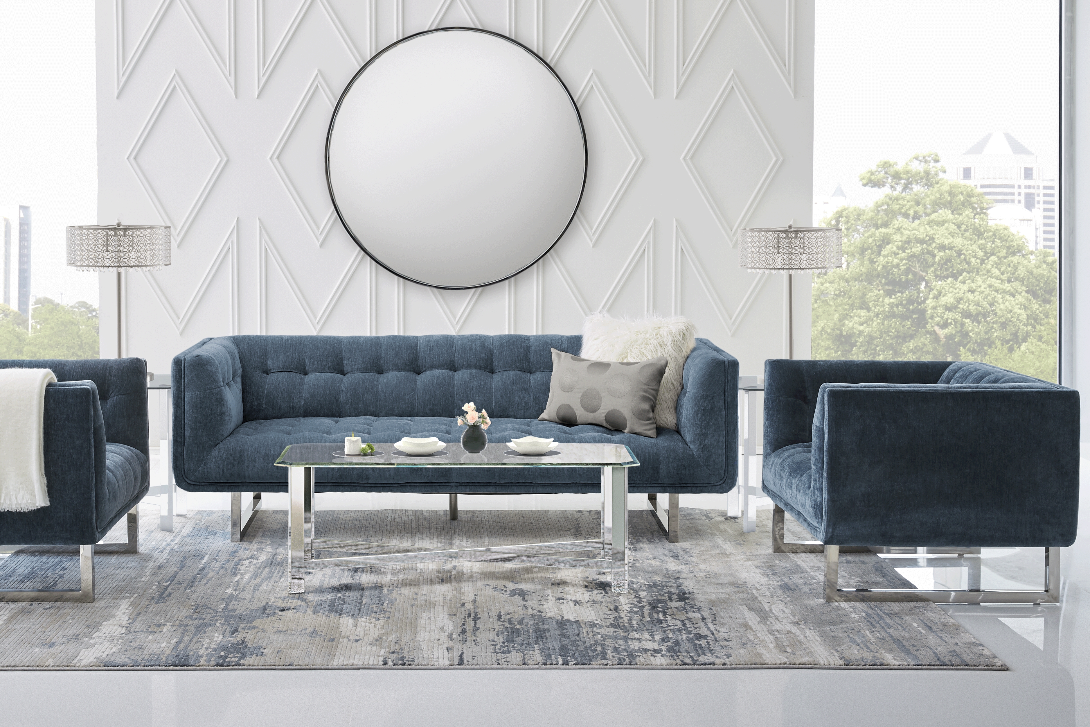 High Rise Blue Microfiber Sofa | Rooms to Go