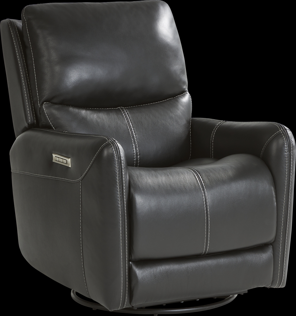 Hudson Place Black Leather Triple Power Swivel Recliner | Rooms to Go