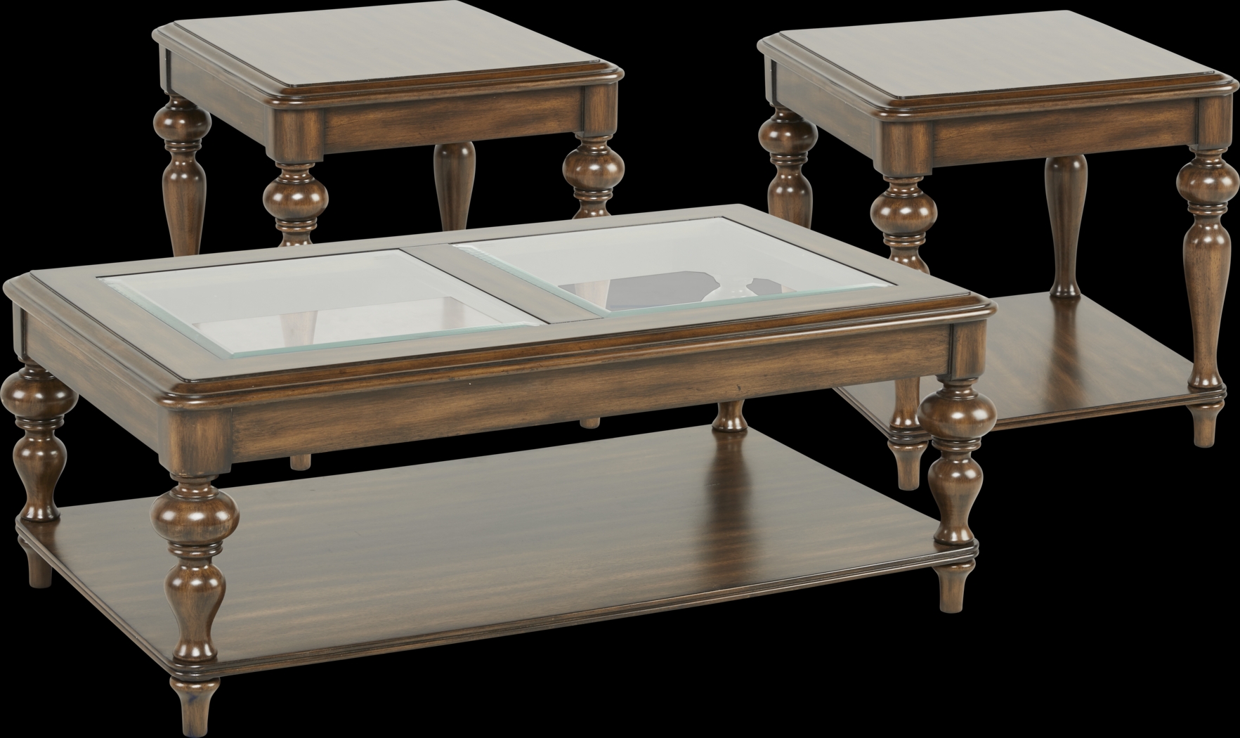 Hutton Brown Dark Wood 3 Pc Table Set | Rooms to Go