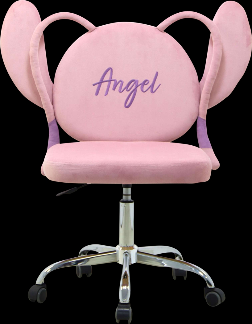 Angel Swivel Vanity Chair Pink Polyester,Velvet Fabric,Plush Desk ...