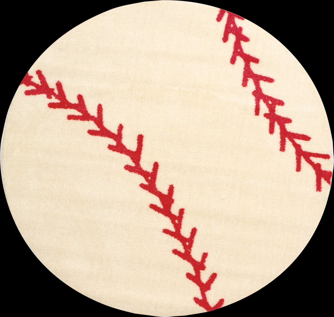 Baseball White Nylon Fabric Rug | Rooms to Go