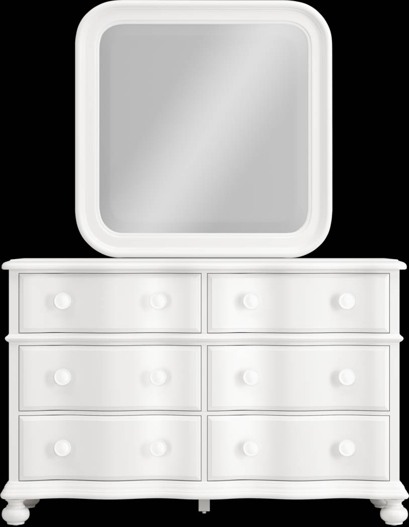 San Simeon 2 Pc White Colors,White Square Mirror And Dresser | Rooms to Go