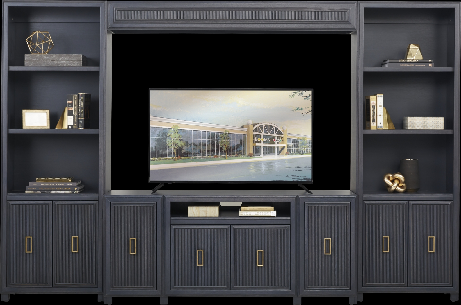 Manor Bridge Blue Colors 4 Pc Wall Unit With 66 in. Console | Rooms to Go