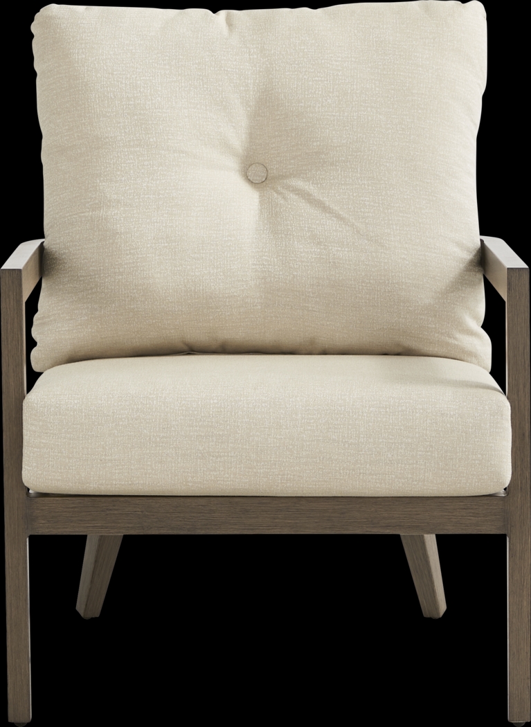 Point Reyes Brown Dark Wood Beige Aluminum Outdoor Club Chair | Rooms to Go