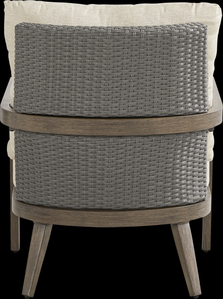 Point Reyes Brown Dark Wood Beige Aluminum Outdoor Club Chair | Rooms to Go