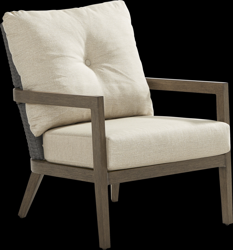 Point Reyes Brown Dark Wood Beige Aluminum Outdoor Club Chair | Rooms to Go