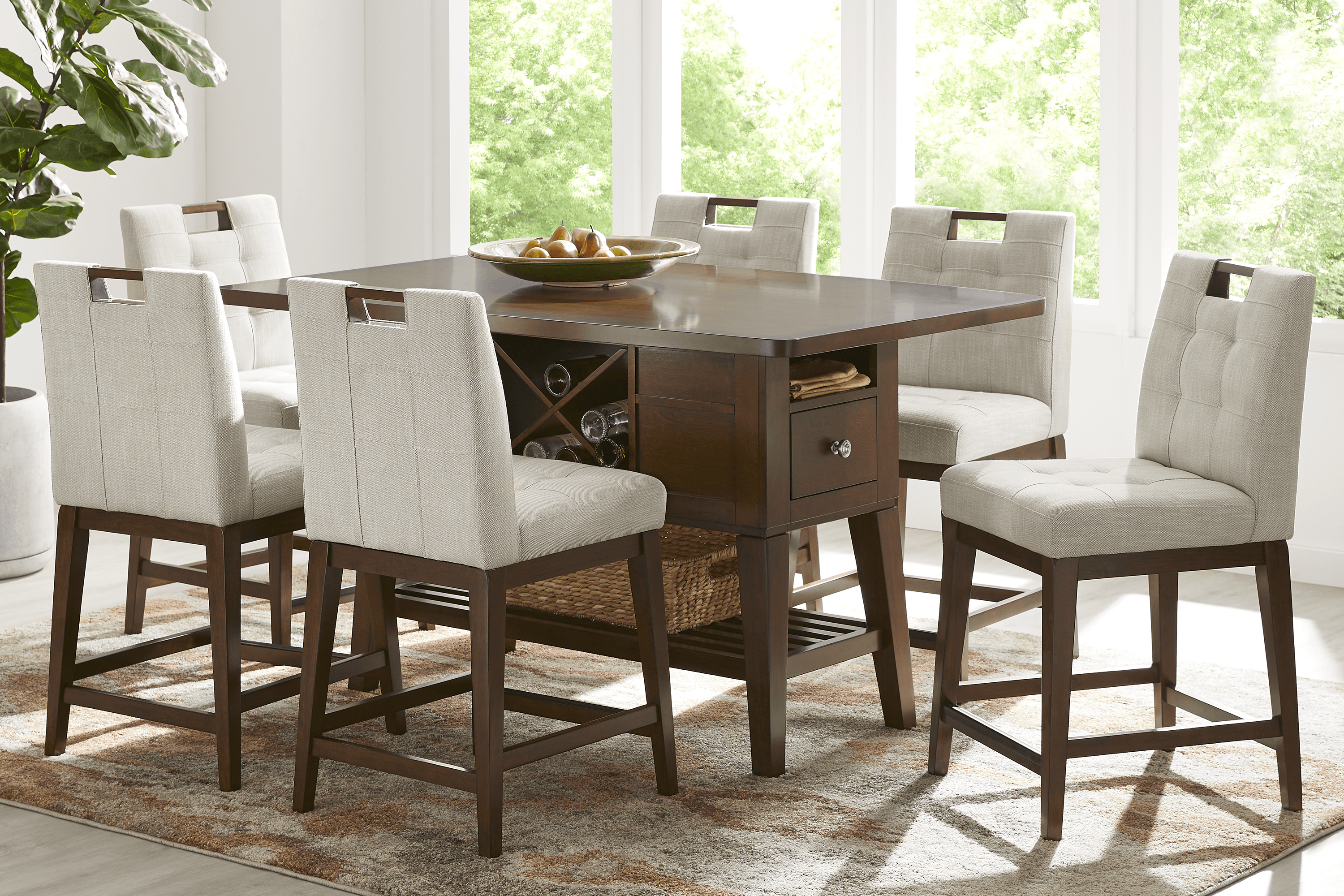 Walstead Place 2 Pc Brown Dark Wood Counter Height Table | Rooms to Go